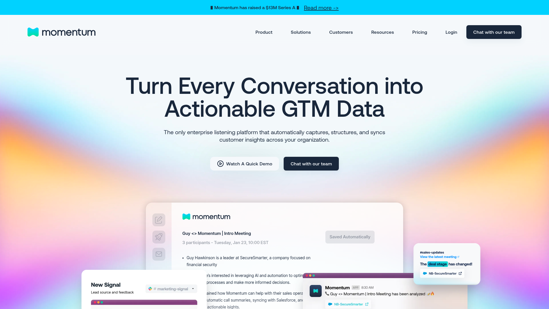 Momentum AI Platform for Automated Customer Insights